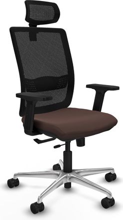 Piqueras y Crespo Ergonomischer Stuhl f&uuml;r die Arbeit zu Hause, mit 2D-Armen, h&ouml;henverstellbare Lendenwirbelst&uuml;tze und h&ouml;henverstellbares Kopfteil, Schwarz / Dunkelbraun