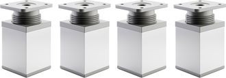 ATM Anthony Thomas Melillo M&ouml;belf&uuml;&szlig;e 4 St&uuml;ck Set | Aluminium, Silber, 60mm | H&ouml;henverstellbar | f&uuml;&szlig;e f&uuml;r m&ouml;bel | Quadratische M&ouml;belf&uuml;sse | Metall und Kunststoff | Profil: 40x40m