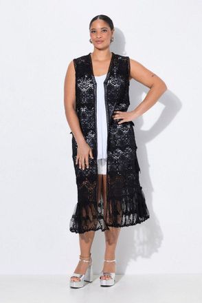 Miamoda Sommerjacke Weste l&auml;ngere Form Spitze mit Stickerei