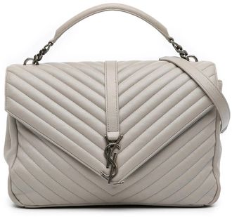 Saint Laurent Hobo Bags - Large Chevron Sheepskin Monogram College Satchel - Gr. unisize - in Grau - f&uuml;r Damen