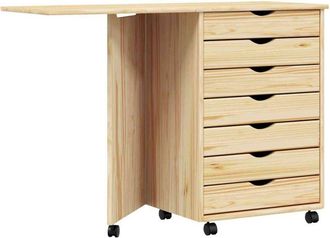 vidaXL Rollwagen mit Schreibtisch MOSS Klarlack 105,5 x 39 x 74,5 cm vidaXL