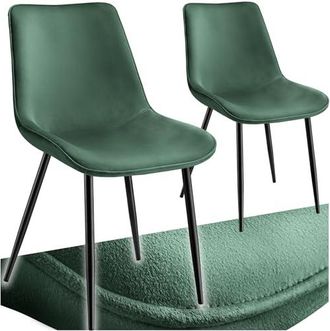 TecTake TecTake Lot de 2 Chaises de Salle &agrave; Manger Chaises Rembourr&eacute;es Chaise Ergonomique Velours Fauteuil Salon Chaise Scandinave Pieds en Metal Noir Chaise 
