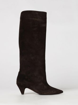 Anna F. Bottes hautes en cuir su&eacute;d&eacute; avec talon conique
