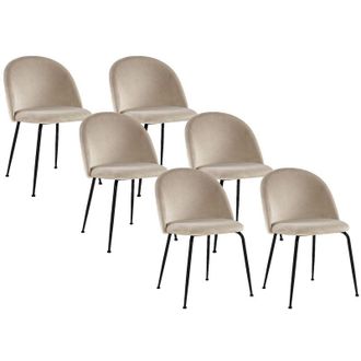 Vente-Unique Vente-unique - Lot de 6 chaises en velours et acier inoxydable noir - Beige - melbourne