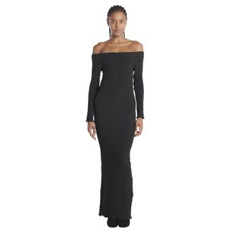 L&rsquo;Id&eacute;e Langes Stretch-Kleid mit tiefem Ausschnitt - - Dresses - Damen - Schwarzk - XS