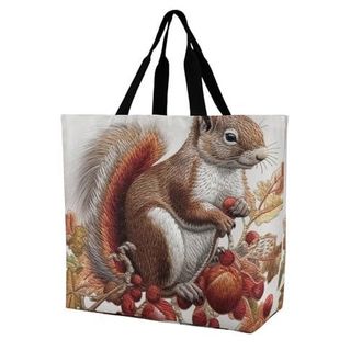 Generic Feuilles Et &Eacute;cureuil Sac Fourre Tout L&eacute;ger Sacs R&eacute;utilisable Sac Fourre-Tout Pour Plage Quotidienne Universit&eacute;