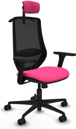 Piqueras y Crespo Schreibtischstuhl mit 3D-Armlehnen, h&ouml;henverstellbare Lendenwirbelst&uuml;tze und h&ouml;henverstellbares Kopfteil, Schwarz/Rosa