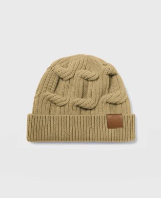 Stella McCartney Falabella Cable-Knit Beanie, Woman, Camel