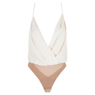Elisabetta Franchi Femme, Tops, Blanc, Taille: 38 FR Body en georgette de viscose