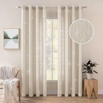 Miulee 2 Panneaux Rideaux Lin Imitaion Rideau De Fenêtre Semi-Transparents Lisse Élégant Décoration Panneaux Voile De Fenêtre Durable Traitement pour Chambre