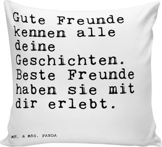 Mr. & Mrs. Panda Zierkissen Gute Freunde kennen alle... - Geschenk, bae, Sofakissen, Spruch Spr&uuml;che Weisheiten Zitate Lustig Weisheit Worte