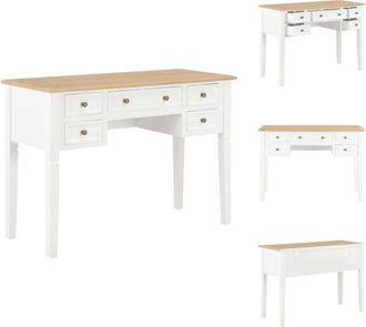 vidaXL Schreibtisch Weiß 109,5 x 45 x 77,5 cm Holz - Holz Schreibtisch - Büro Schreibtisch - Büro Einrichtung - Schreibtisch Weiss - Großer Schreibtisch