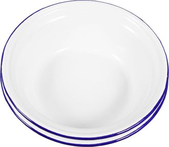 Cabilock Emaille Suppenschüssel 16cm Weiß Emaille Becken Für Zuhause Mit Rand 2 Stück Für Suppe Reis Gemüse