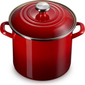 LE CREUSET Le Creuset Emaille auf Stahl Traditioneller Kochtopf, 7,6 l, Cerise mit Edelstahlknauf