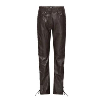Rotate Lederhose mit Schn&uuml;rung - - Trousers - Damen - Braun - M
