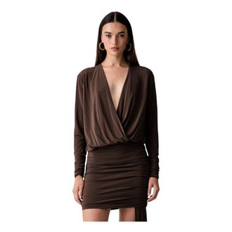 Pinko Pinko, Femme, Robes, Brun, Taille: 38 FR Robe Courte Cache-Coeur