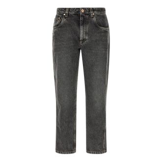 Brunello Cucinelli Monili-Detail Baumwolljeans - - Jeans - Damen - Grau - L