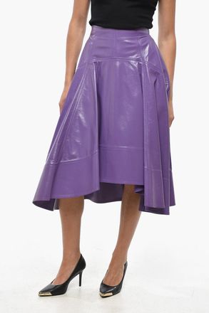 Bottega Veneta Leather Flared Midi Skirt Bottega Veneta