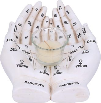 Nemesis Now Palmists Guide Kerzenhalter, 22,3 cm, Wei&szlig;