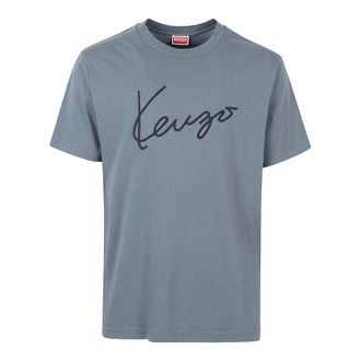 Kenzo Signature T-Shirt mit Stickerei - - Tops - Herren - Grau - S
