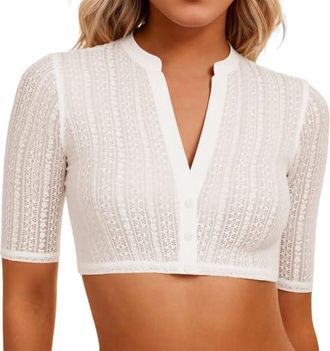 Generic Blouse Dirndl Femme Femmes 1 PC Underwire Lingerie l&eacute;gant et Exclusif en Dentelle D&eacute;collet&eacute; V Profond Chemisier Extensible pr&ecirc;t lemploi pour Oktoberfe