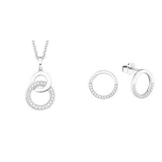 s.Oliver Damen Schmuck-Set: Kette mit Anh&auml;nger & Ohrstecker, 925 Sterling Silber, Zirkonia, 45 cm, Silber, Geschenkbox, 2018676