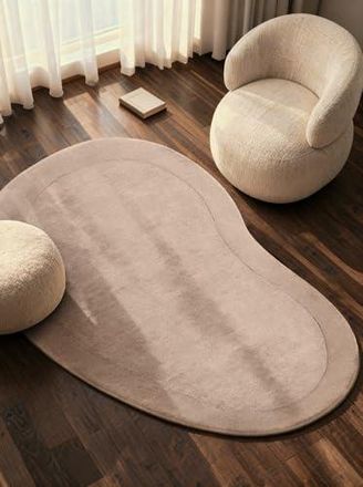 Villeroy & Boch Wollteppich Kari Organisch Shape - Weicher Natur Wohnzimmerteppich mit Bord&uuml;re, Handgemacht & Nat&uuml;rlich, Modern f&uuml;r Wohnzimmer, Schlafzimmer, Esszimme
