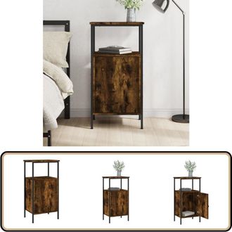 vidaXL Nachttisch R&auml;uchereiche 41x31x80 cm Holzwerkstoff - Industrielles Design - Nachttisch - Wohnzimmerm&ouml;bel - Holzm&ouml;bel - Holzwerkstoff