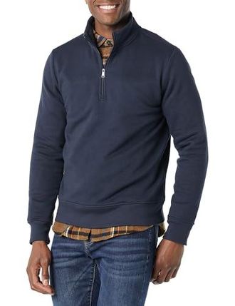 Generic Pull en polaire &agrave; fermeture &eacute;clair quart pour homme - Pull &agrave; manches longues et fermeture &eacute;clair quart - Sweat-shirt en polaire pour homme - Col monta