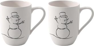 Villeroy & Boch Statement Tasse Schneemann Weihnachten, Wei&szlig;, Schwarz, Sp&uuml;lmaschinenfest, Mikrowellensicher, Weihnachtsbecher, Statement Becher Xmas, Weihnachtstasse,