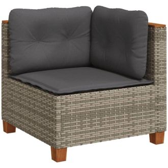 vidaXL Garten-Ecksofa mit Kissen Grau Poly Rattan Vidaxl