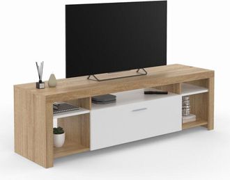 IDMarket Idmarket - TV-M&ouml;bel 140 cm malo Holz und wei&szlig;er Schrank