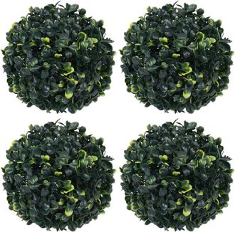tidyard 4X Buchsbaumkugel Künstlich Dekopflanze Buchskugel Kunstpflanze Buchsbaumkugeln Kunstbaum Zimmerpflanze Grünpflanze Deko 12cm