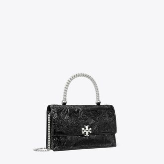 Tory Burch Gesteppte Mini Charlie Crossbody Bag im Used-Look mit Tragegriff oben