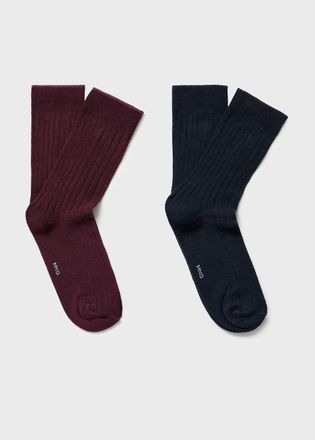 Mango 2er-Pack Baumwollsocken mit Rippmuster bordeaux - Herren - 40-42 - MANGO MAN
