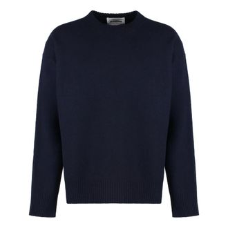 Jil Sander Rundhals-Wollpullover - - Knitwear - Herren - Blau - M