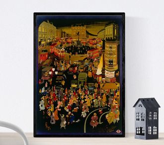 Nacnic Vintage Poster Vintage Poster Europa. In London in der Nacht. A3 Größe