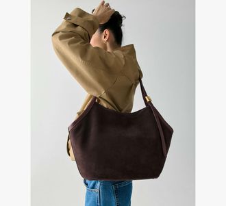 Kate Spade New York Kate Spade Deco Suede Tulip Tote Bag f&uuml;r Frauen in Dunkle Schokolade | Wildleder