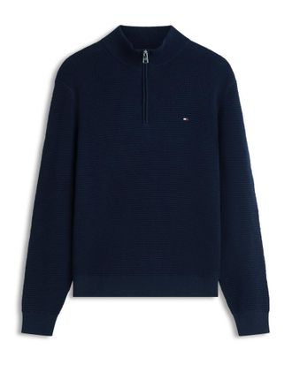 Tommy Hilfiger Strick-Troyer aus Baumwolle mit Struktur und Logo-F&auml;hnchen in