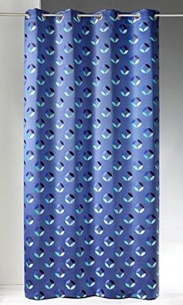 HOME MAISON Homemaison Vorhang aus Jacquard, Rosetten-Druck, Polyester, Fantasie-Motiv, fertig zum Aufh&auml;ngen, mit 8 silberfarbenen &Ouml;sen, geeignet f&uuml;r Wohnzimmer u