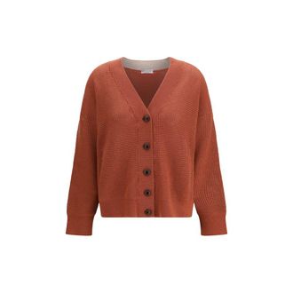 Brunello Cucinelli Cashmere Mesh-Knit Cardigan - Orange