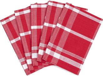 ROSS Exclusiv - 5 X Geschirrt&uuml;cher - Baumwolle - Leinen - im Set (Rot)