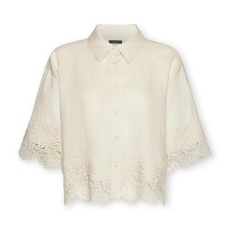 Elena Miro Leinenhemd mit Spitze - - Blouses & Shirts - Damen - Beige - 5XL