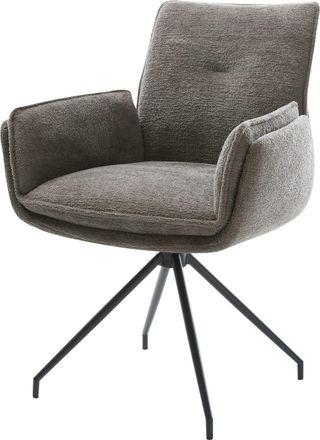 DELIFE Polsterstuhl NELA-Flex Kreuzgestell konisch Schwarz Boucl&eacute; Soft Schlamm