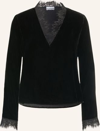 Ganni Longsleeve Aus Samt schwarz
