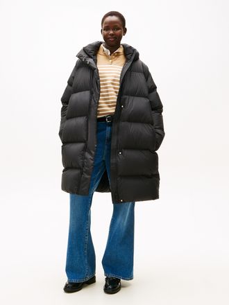 Tommy Hilfiger Daunenmantel TOMMY HILFIGER CURVE CRV MODERN DOWN REG COAT, Damen, Gr. 46, schwarz, Steppware, Obermaterial: 100% Polyester. Futter: 100% Polyamid. Wa