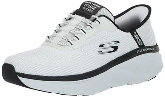 Skechers Dlux Walker 2.0 Rezinate Baskets &agrave; Enfiler Mains Libres pour Homme, Blanc/Noir, 41 EU