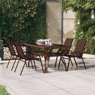 vidaXL vidaXL Gartentisch Braun und Schwarz 140x70x70 cm Stahl und Glas
