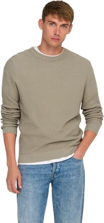 Only & Sons Herren Pullover ONSTONY DS 12 LS Waffle Crew Knit - Regular Fit, Größe:XXL, Farbe:22032542 String