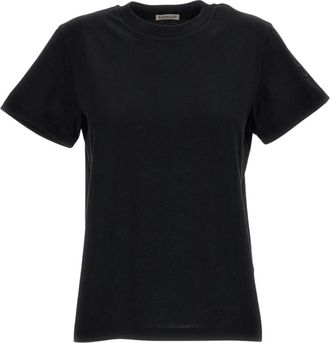 Moncler Femme, Tops, Noir, Taille: 40 FR T-shirt en coton &agrave; col rond